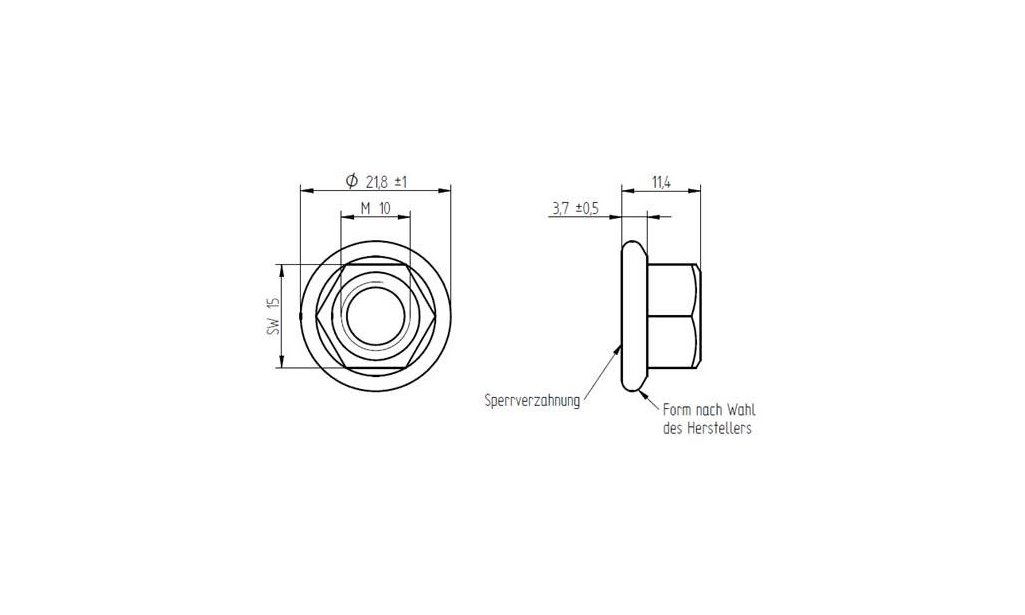 novotegra Sperrzahnmutter M10 SW15 V2A ähnl. DIN 6923 (VPE100 ...